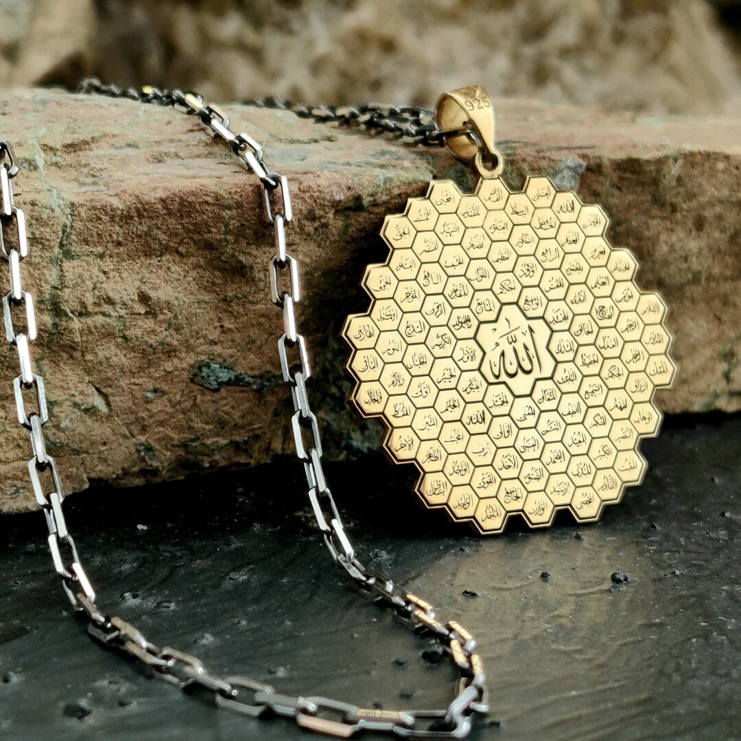 Names of Allah Necklace, Esma-ul Husna Medal, Islamic Pendant, Muslim ...