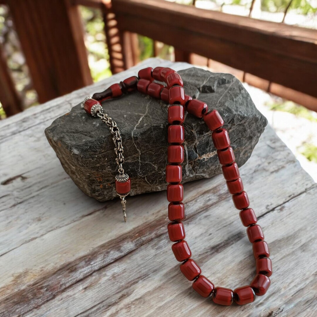 Tasbih 33, Red Prayer Beads, Islamic Rosary, Tasbeeh Gift, Eid Gift ...