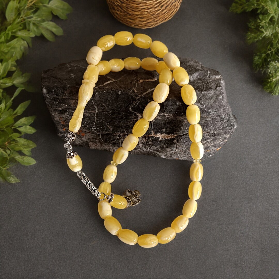Yellow Prayer Beads, Muslim Rosary, Tasbih 33, Sibha, Masbah, Dhikr ...