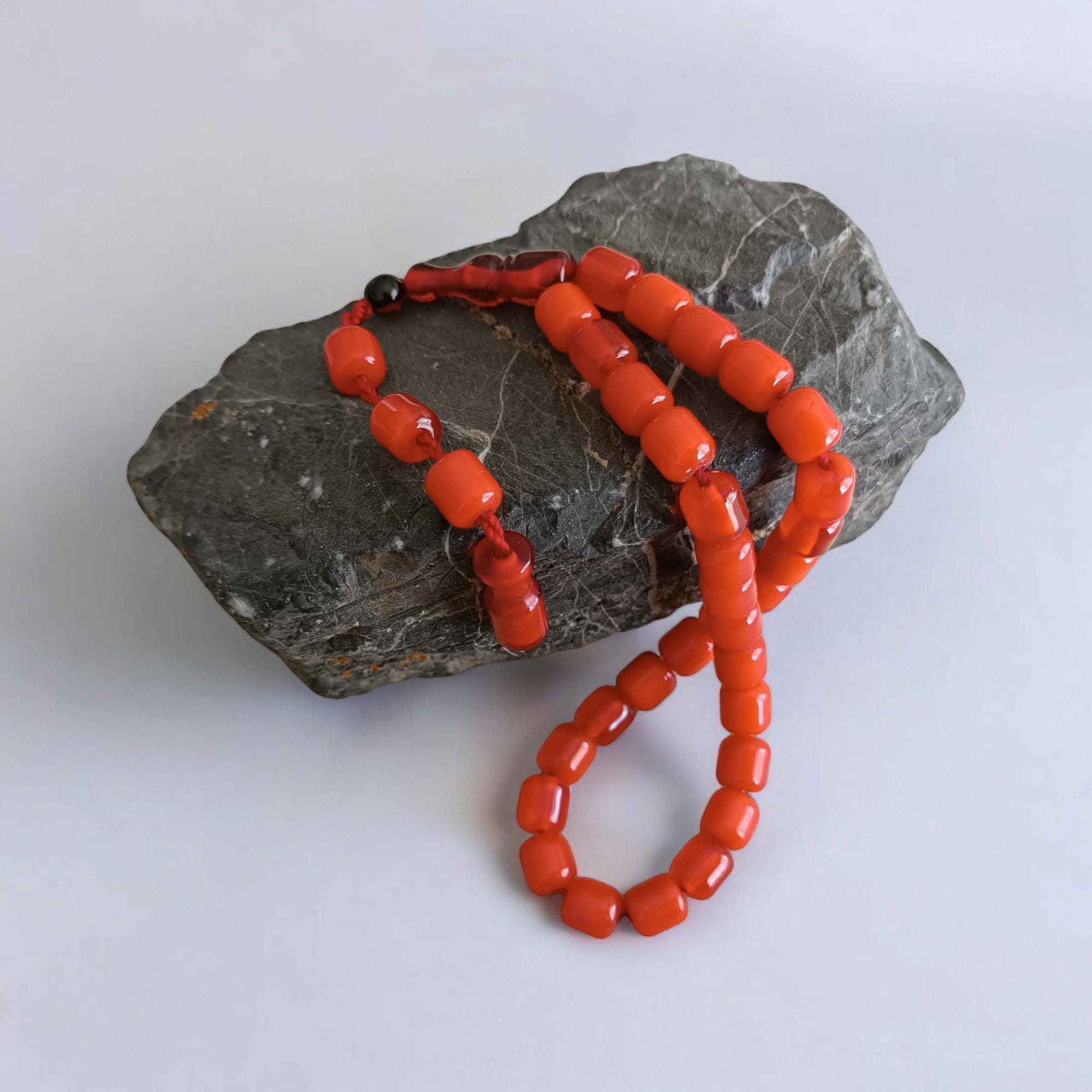 Red Prayer Beads, Tightening Amber, Islamic Rosary, Old Style Misbah ...