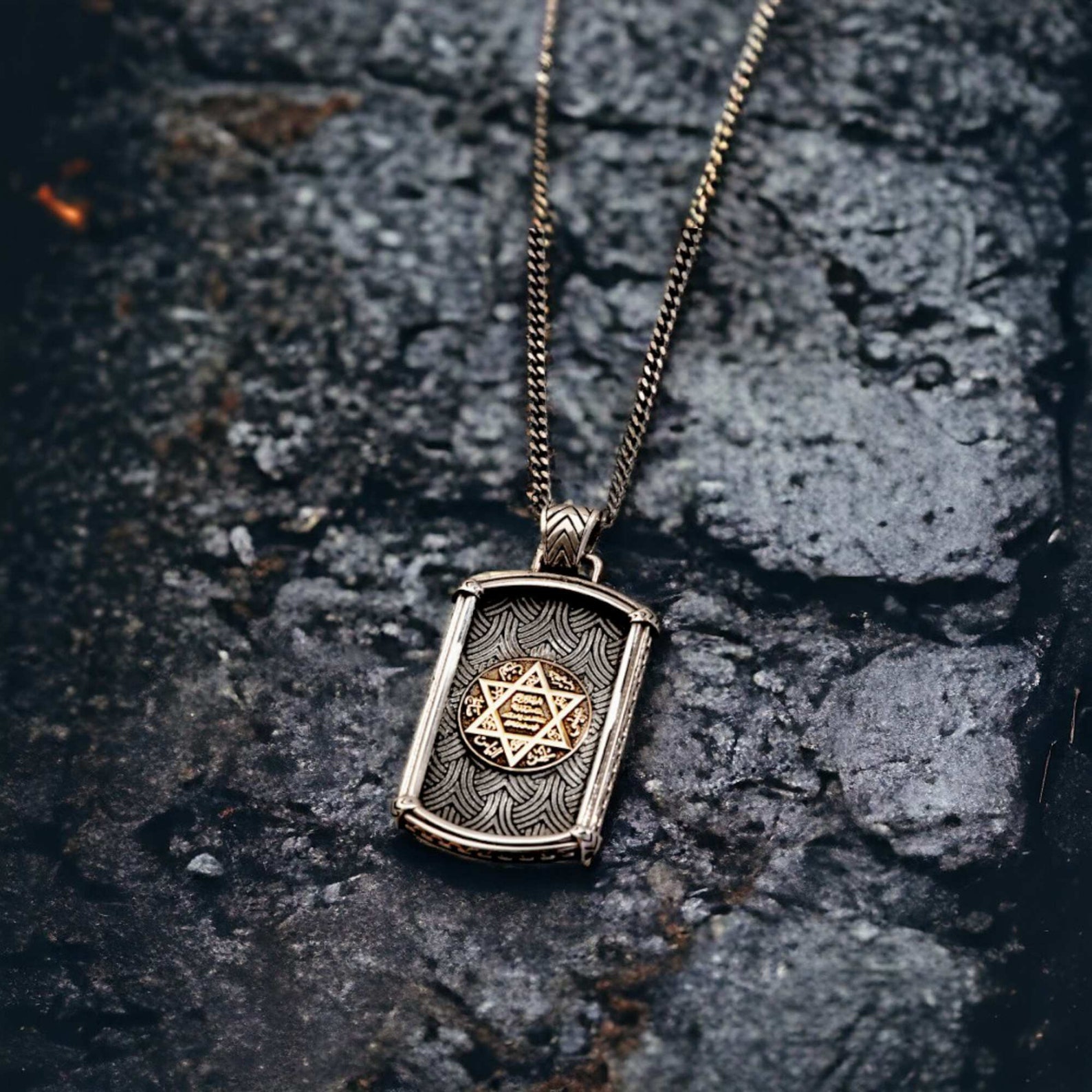Silver Seal of Solomon Soldier Pendant, Seal of Suleiman Medallion ...