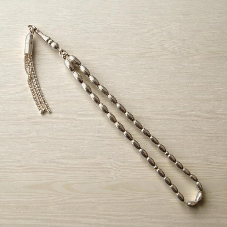 Handmade Sterling Silver Tasbih: 925 Silver Rosary Prayer Beads ...