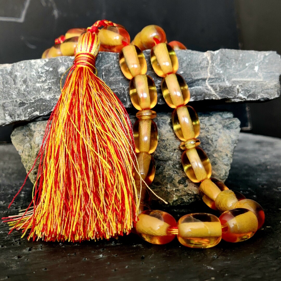 Big Size Rosary, Tasbih 33, Muslim Prayer Beads, Orange Misbaha, Subha ...