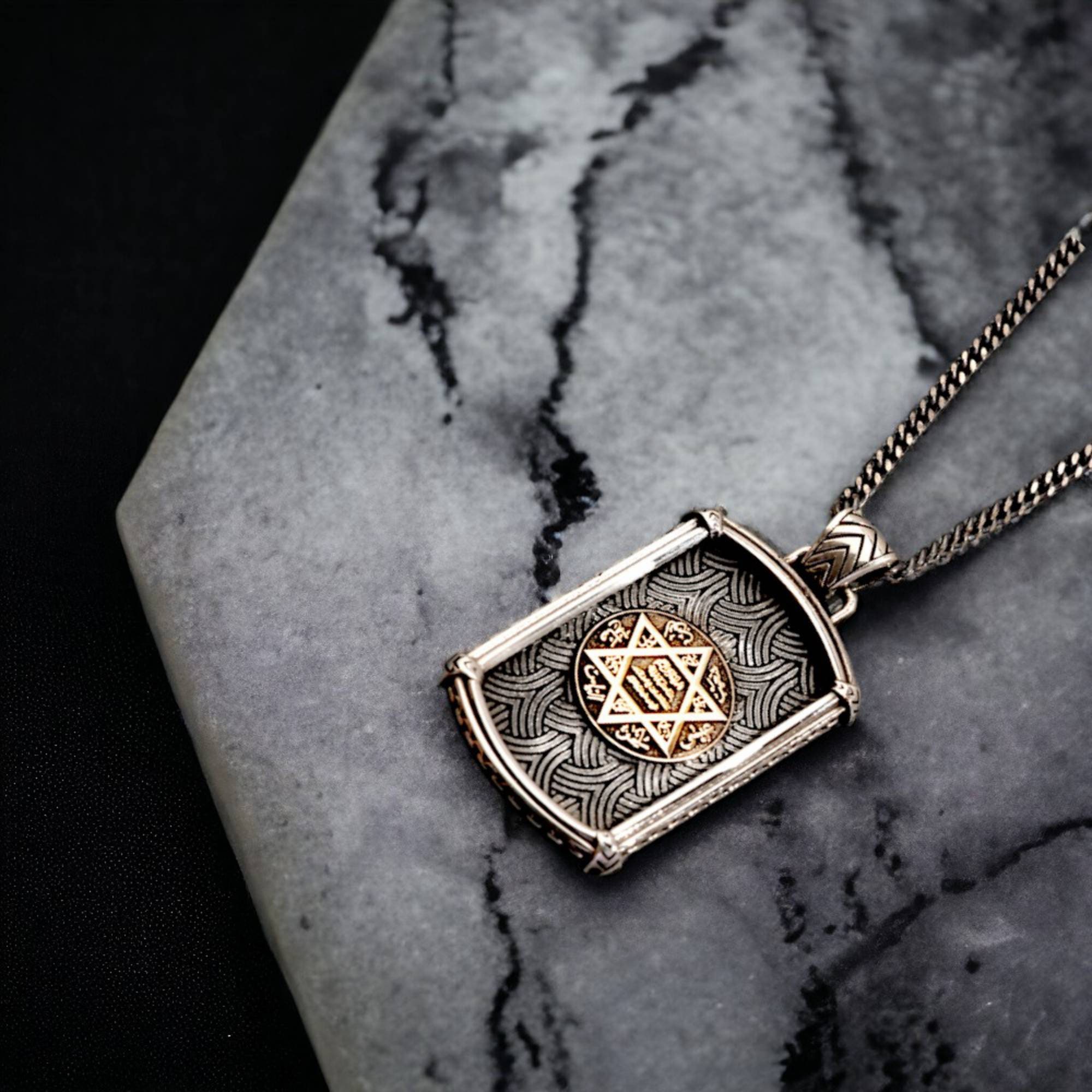 Silver Seal of Solomon Soldier Pendant, Seal of Suleiman Medallion ...