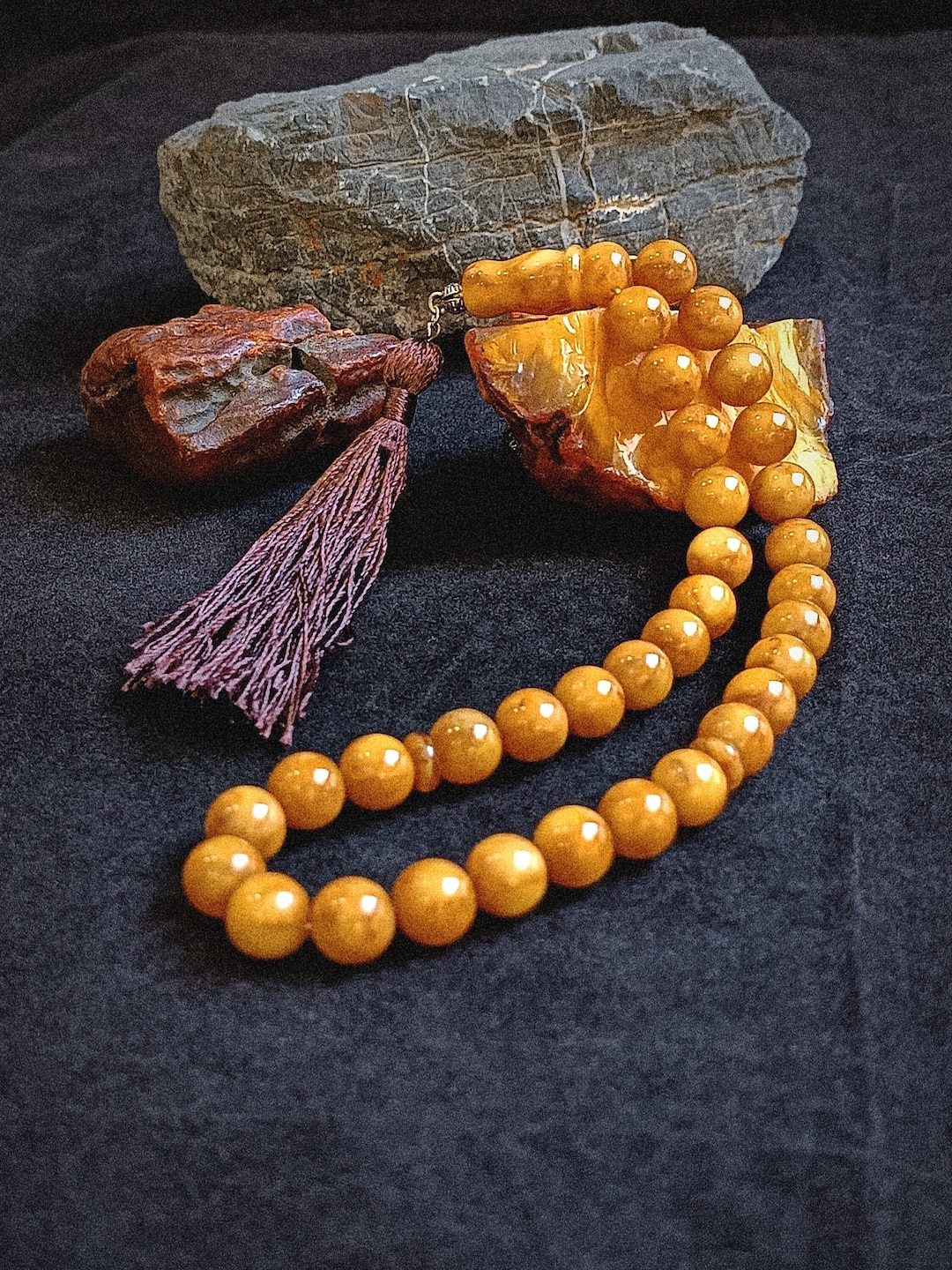 Tightening Baltic Amber Prayer Beads, 33 Beaded Pure Amber Rosary ...