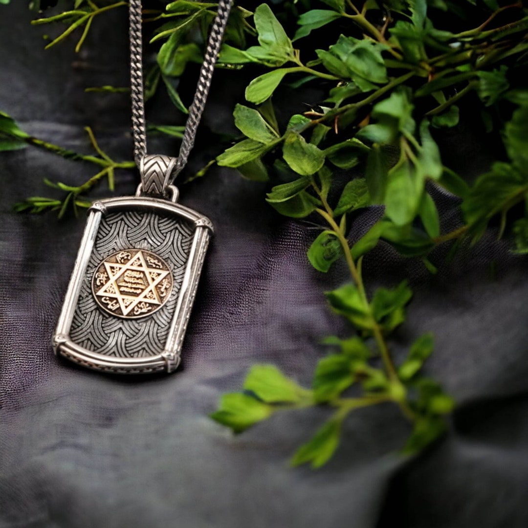 Silver Seal of Solomon Soldier Pendant, Seal of Suleiman Medallion ...