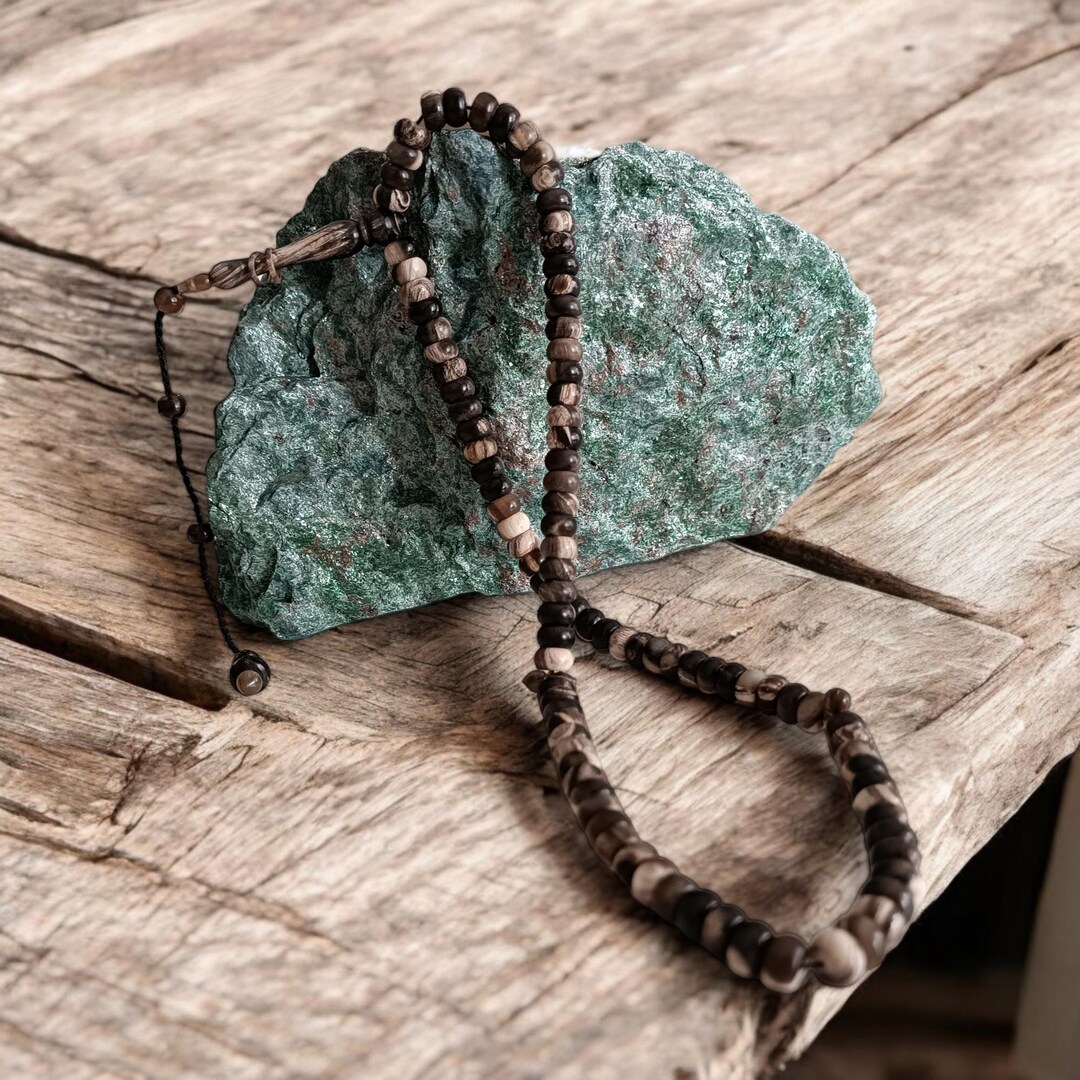 Grey Prayer Beads, Muslim Chapelet, Tasbih 99, Buffalo Horn Rosary ...