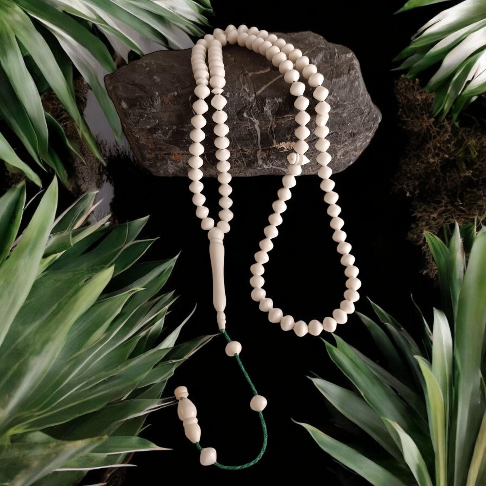 Camel Bone Tasbeeh, Islamic Tasbih, 99 Beads Rosary, White Prayer Beads ...