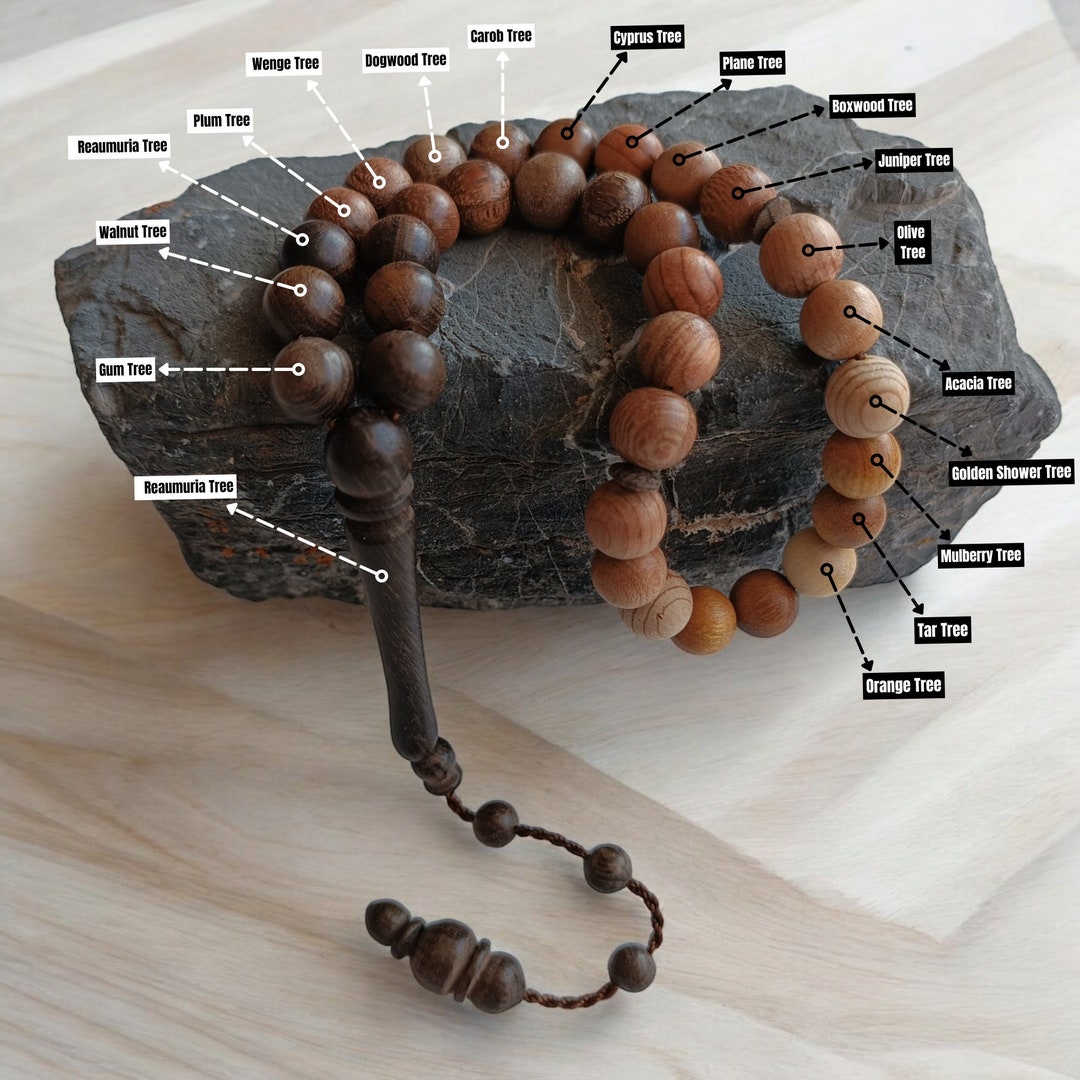 17 Types Wood Tasbih, Different Trees Prayer Beads, Tasbih 33, Islamic ...