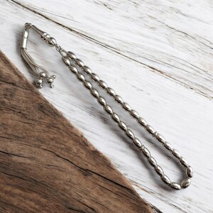 Handmade Sterling Silver Tasbih: 925 Silver Rosary Prayer Beads ...