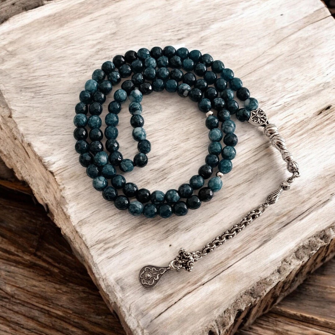 Blue Tasbih 99, Gemstone Masbaha, Tasbeeh 8mm, Islamic Prayer Beads ...