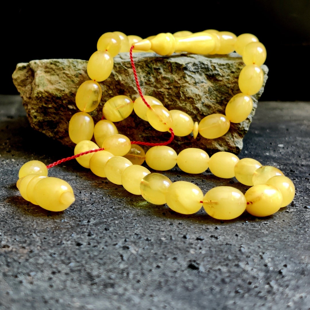 Collectible Baltic Amber Tasbih, 33 Beaded Natural Stone Rosary ...