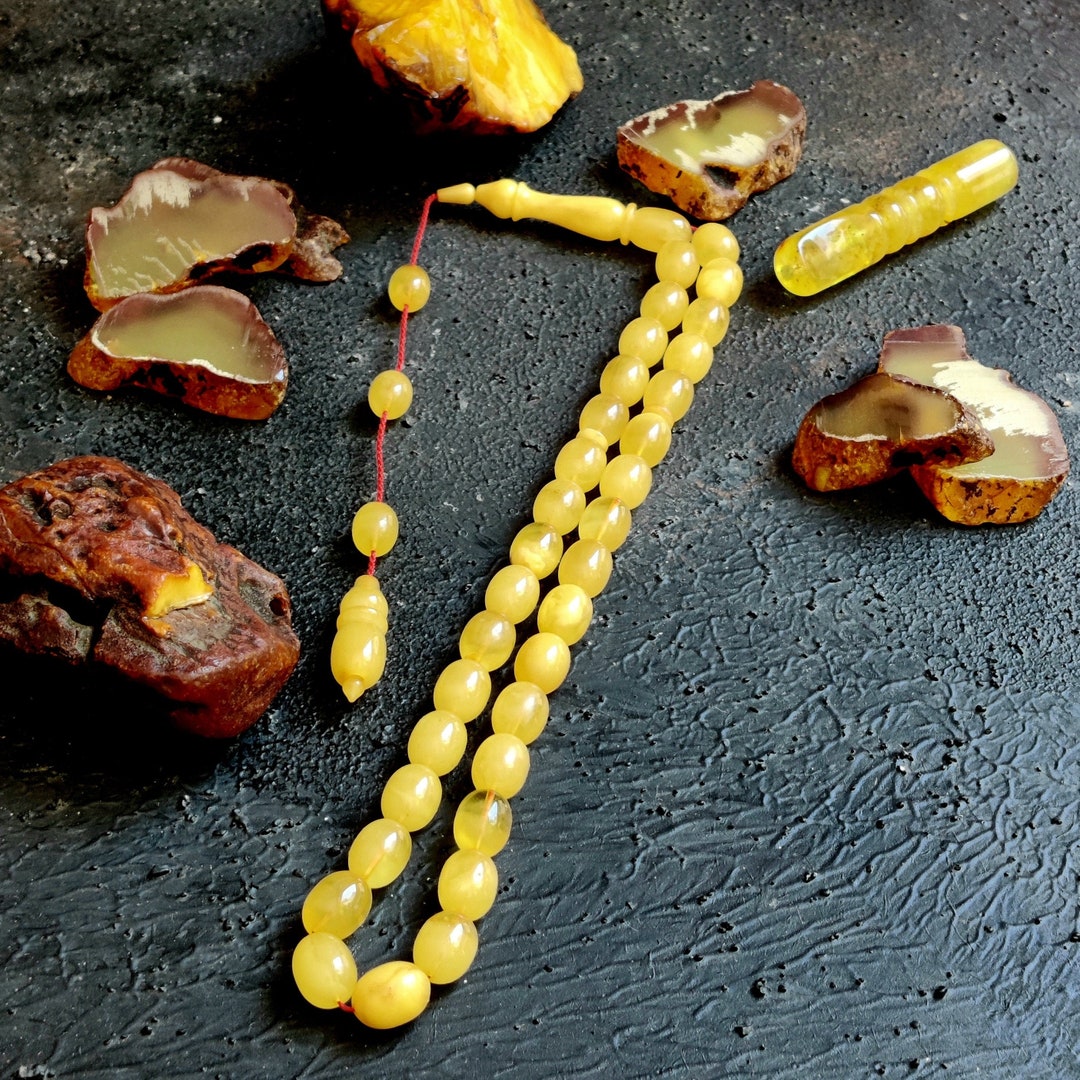 Collectible Baltic Amber Tasbih, 33 Beaded Natural Stone Rosary ...
