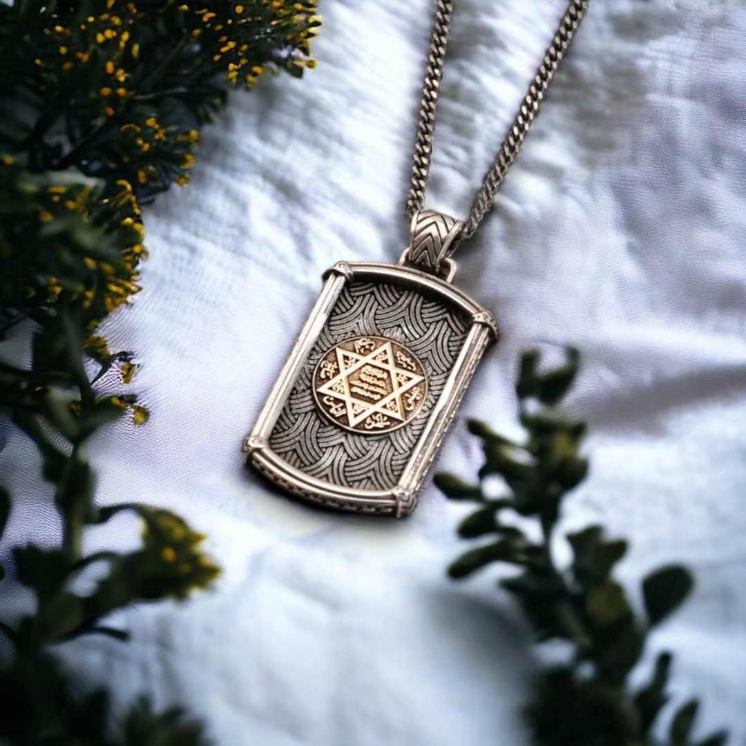 Silver Seal of Solomon Soldier Pendant, Seal of Suleiman Medallion ...