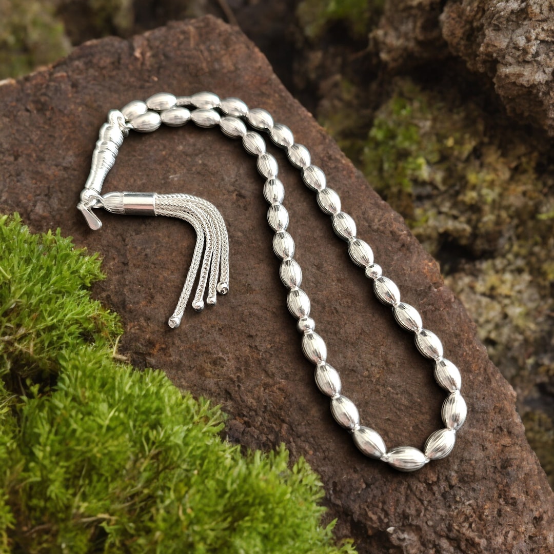Silver Prayer Beads, Pure Silver Rosary, Sterling Silver Tasbih ...