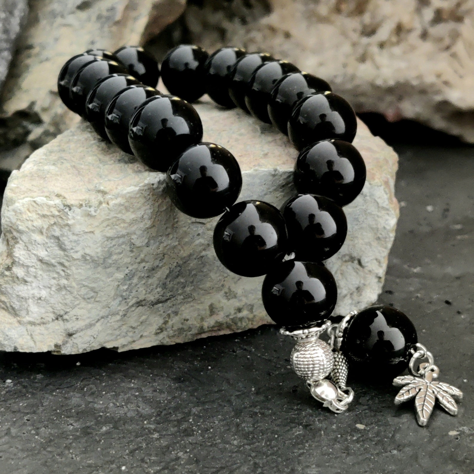Big Beaded Rosary, Large Glass Beads, Black Tasbih, Worry Beads ...
