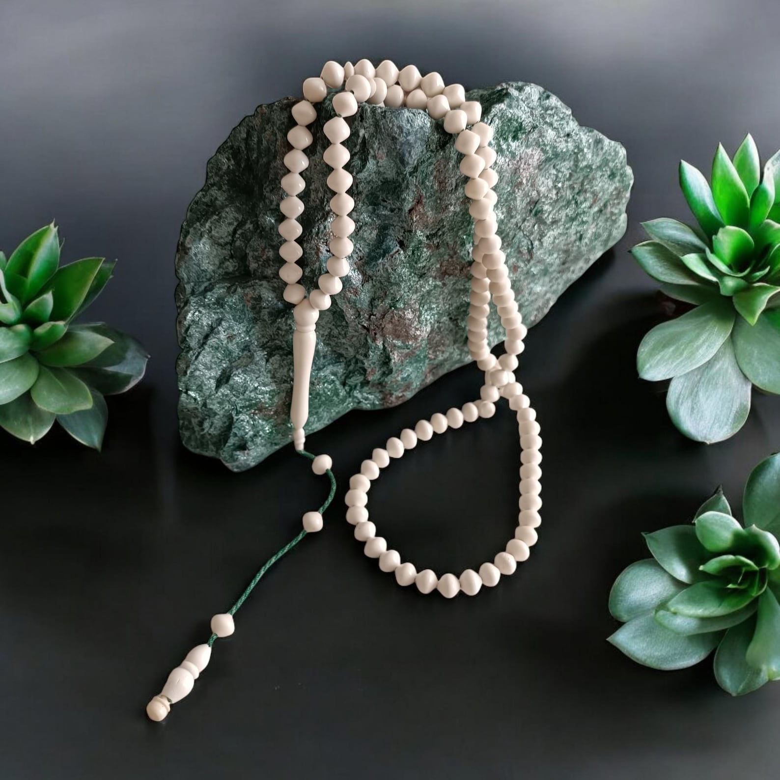 Camel Bone Tasbeeh, Islamic Tasbih, 99 Beads Rosary, White Prayer Beads ...