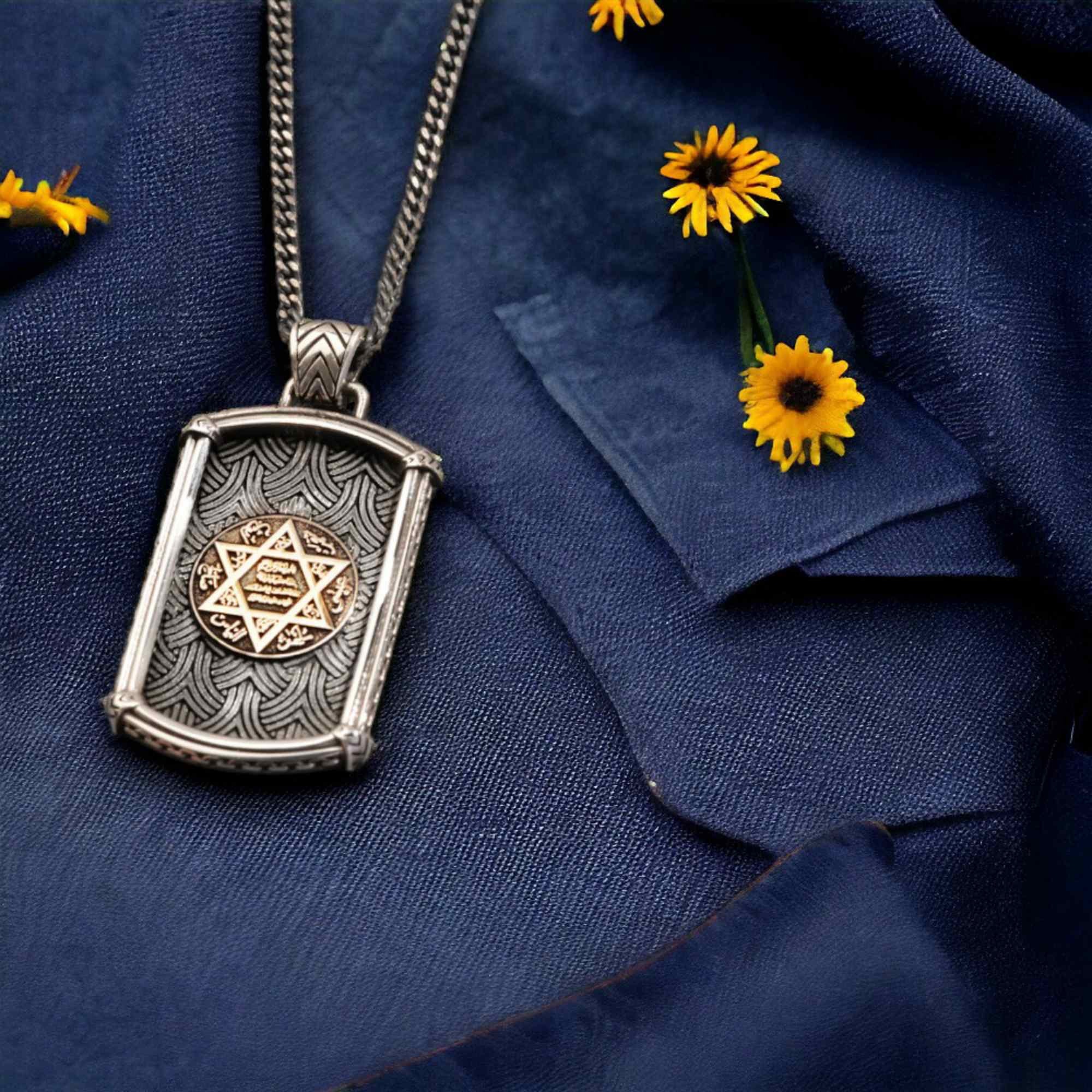 Silver Seal of Solomon Soldier Pendant, Seal of Suleiman Medallion ...