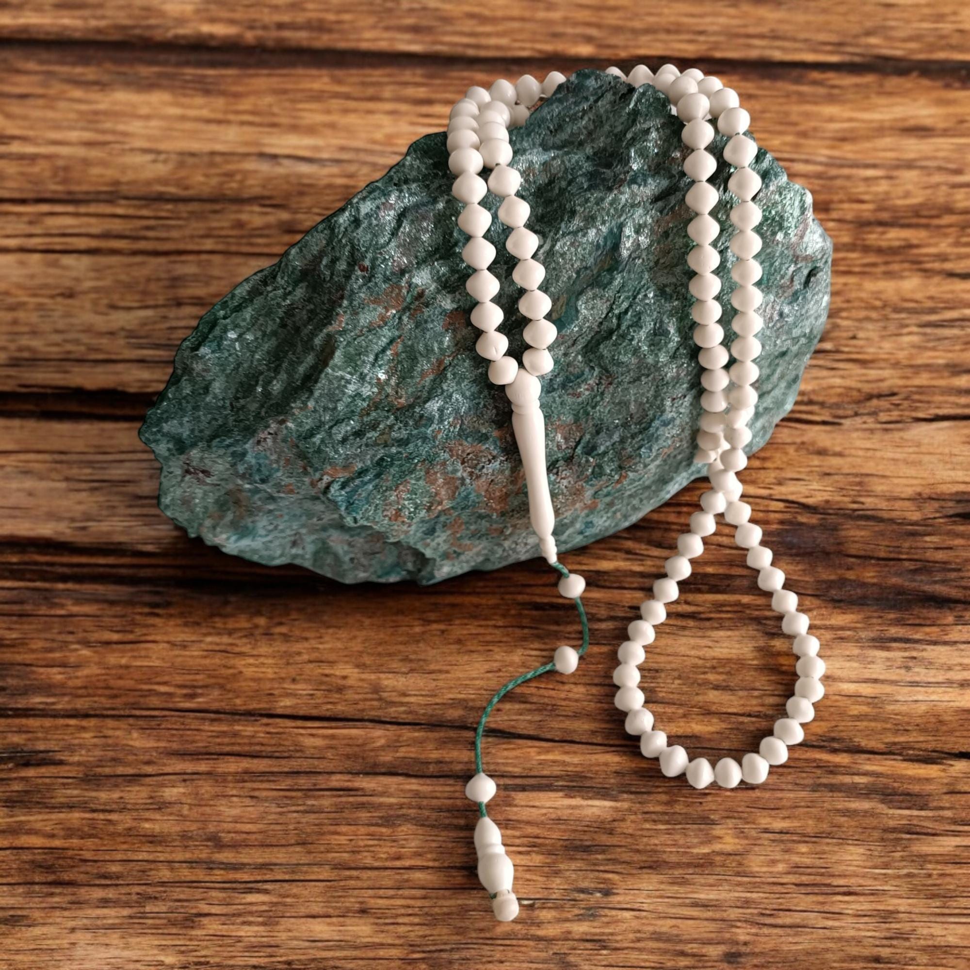 Camel Bone Tasbeeh, Islamic Tasbih, 99 Beads Rosary, White Prayer Beads ...