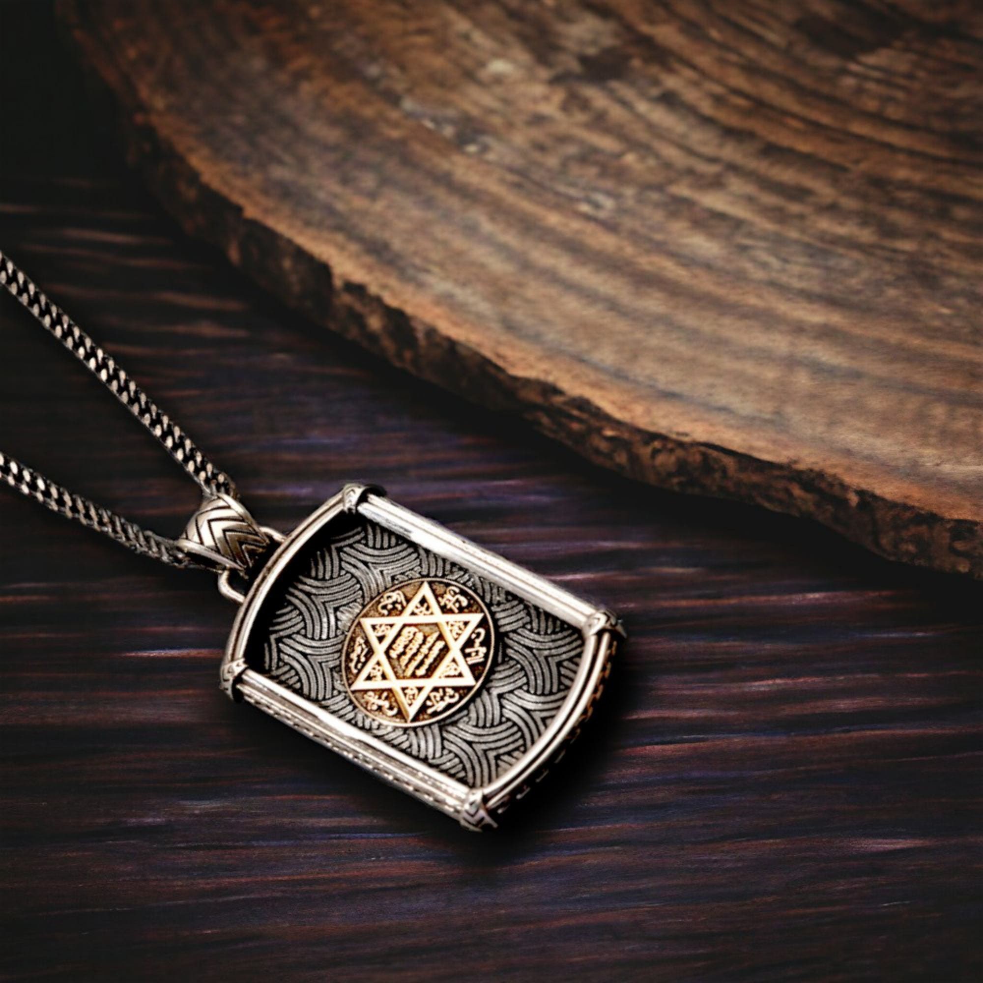 Silver Seal of Solomon Soldier Pendant, Seal of Suleiman Medallion ...