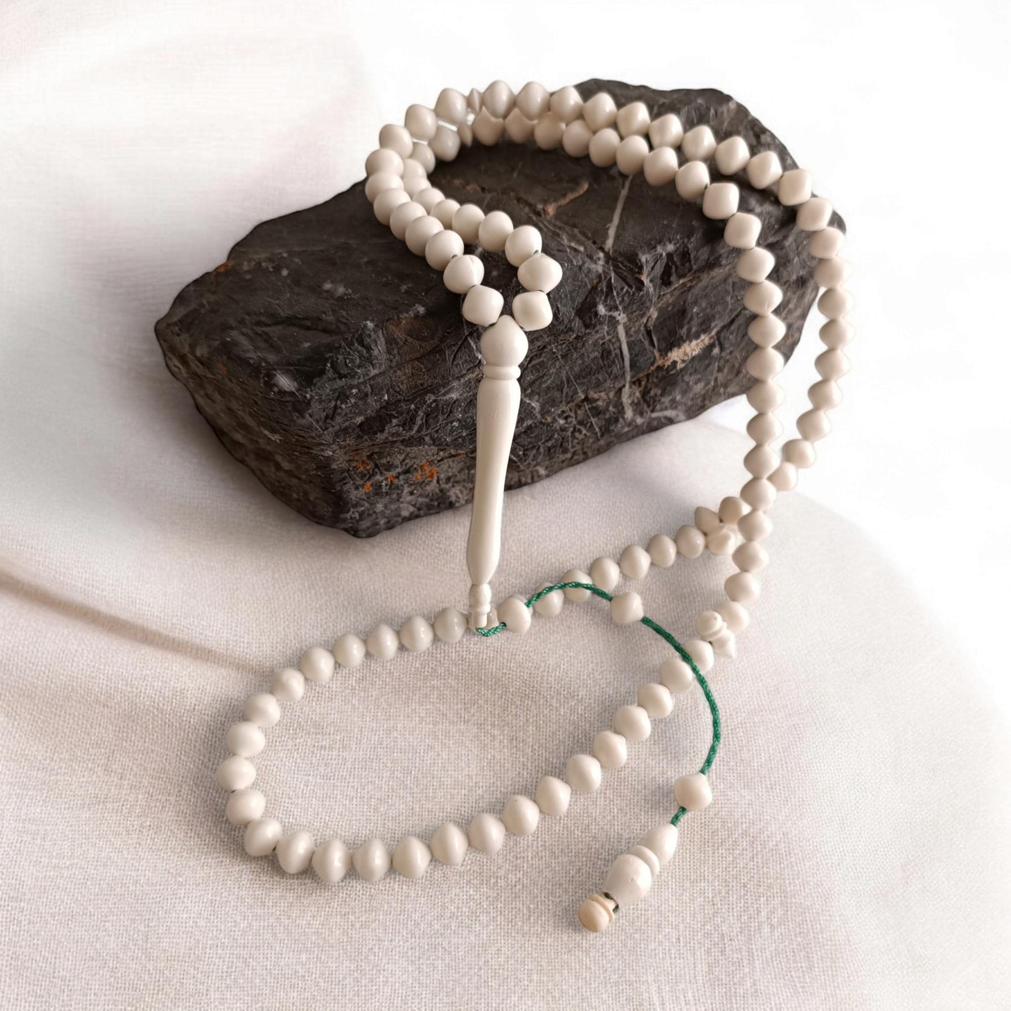 Camel Bone Tasbeeh, Islamic Tasbih, 99 Beads Rosary, White Prayer Beads ...