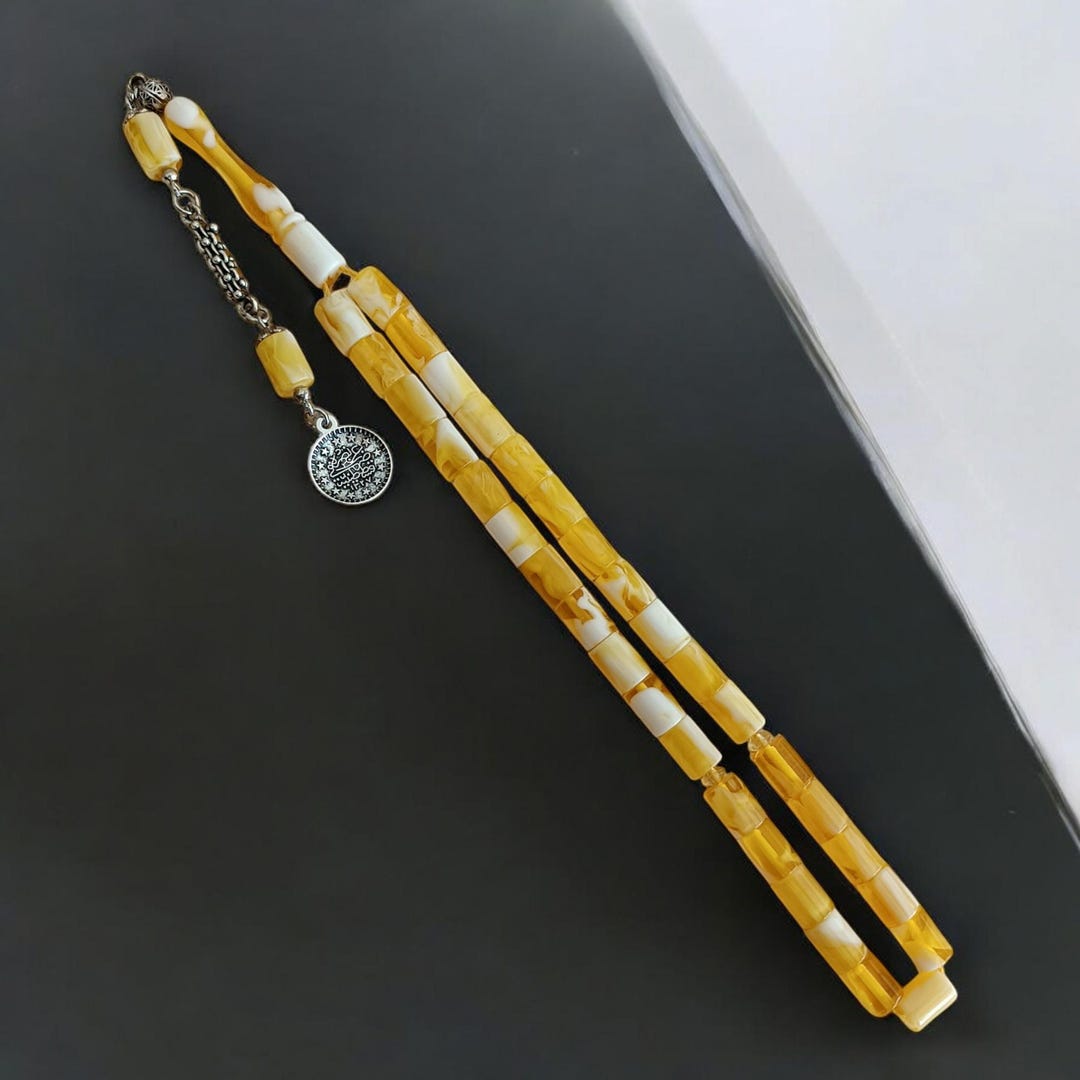 Yellow Prayer Beads, Islamic Rosary, Tasbih 33, Bakelite Sibha, Misbah ...
