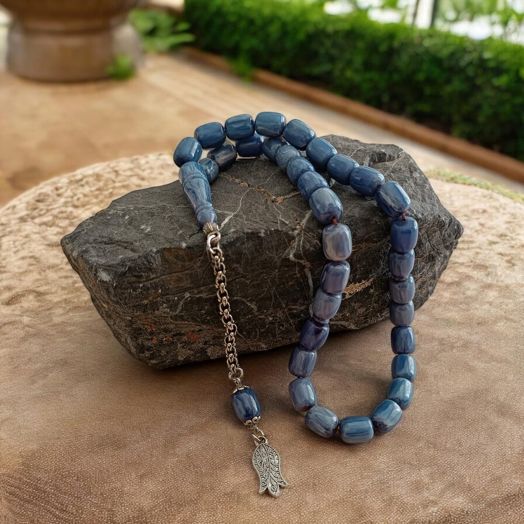 Prayer Beads Gift, Blue Bakelite Tasbih, Blue Rosary, Tasbeeh Gift ...