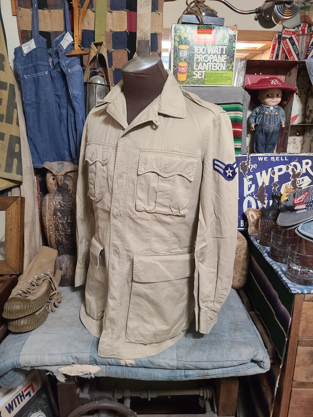 Vintage 1951 Korean War USAF USAAF Tan Tropical Cotton Bush Uniform 50s ...