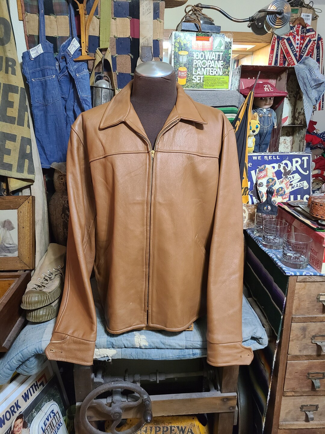 NOS Vintage 1940s 50s Buckskin Deerskin Leather Cinch Back Motorcycle ...