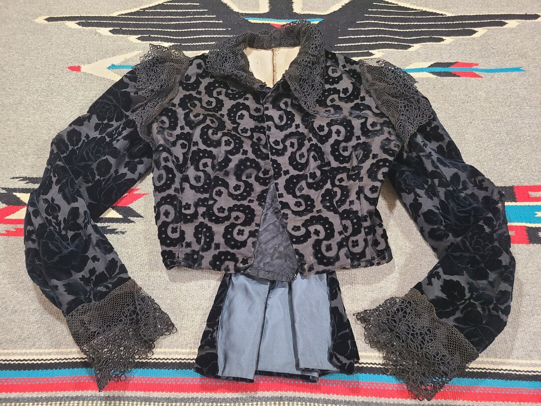 2 Rare Vintage 1880s 1900s Victorian Black Baroque Corset Silk Lace ...