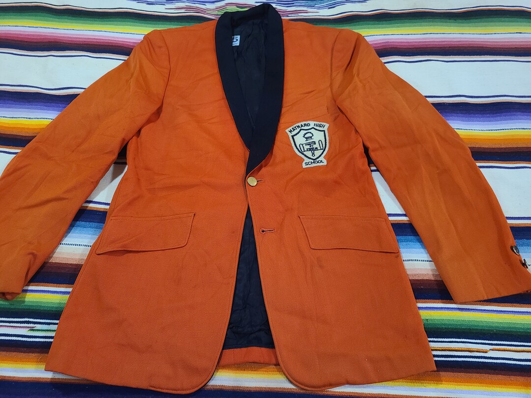 Vintage 1950s 60s Maynard High School Mass Orange Black Blazer Coat ...