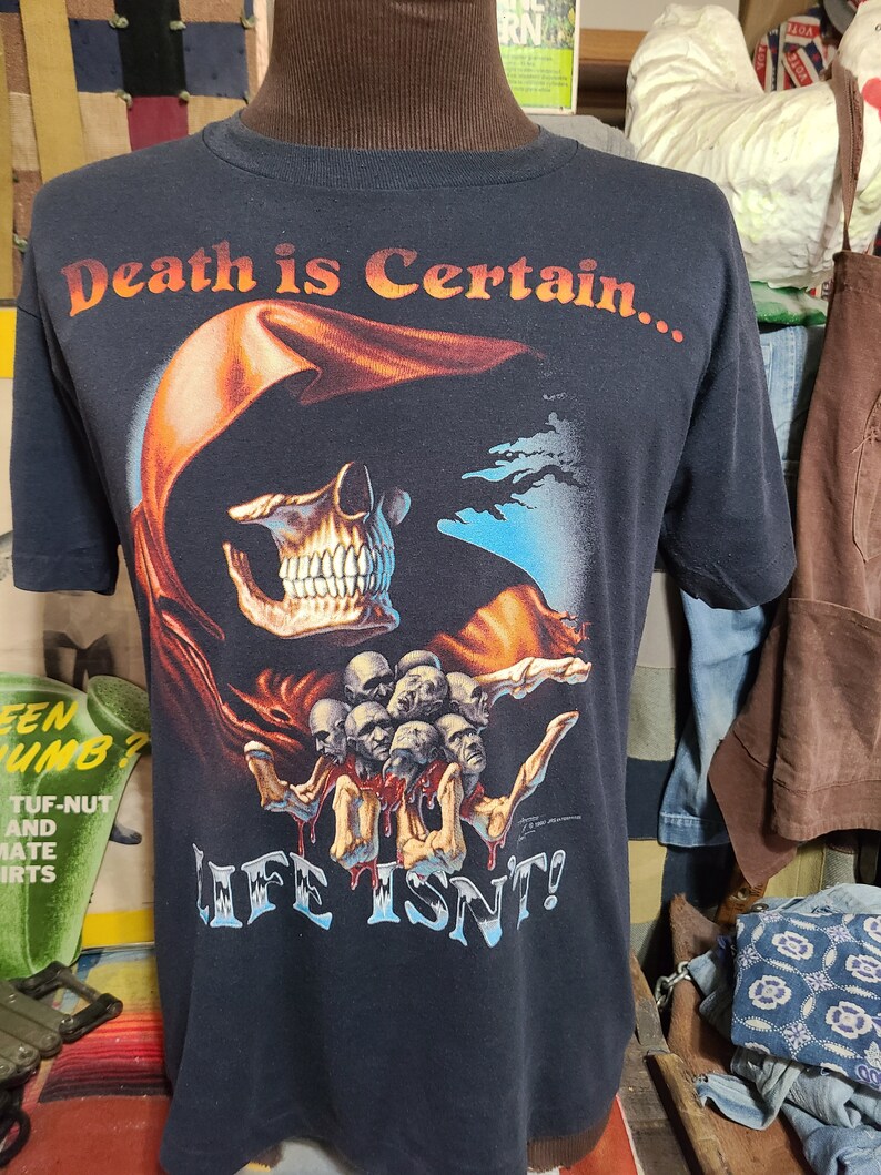 Vintage 1989 JRS Harley Biker Skull Death is Certain Life is - Etsy