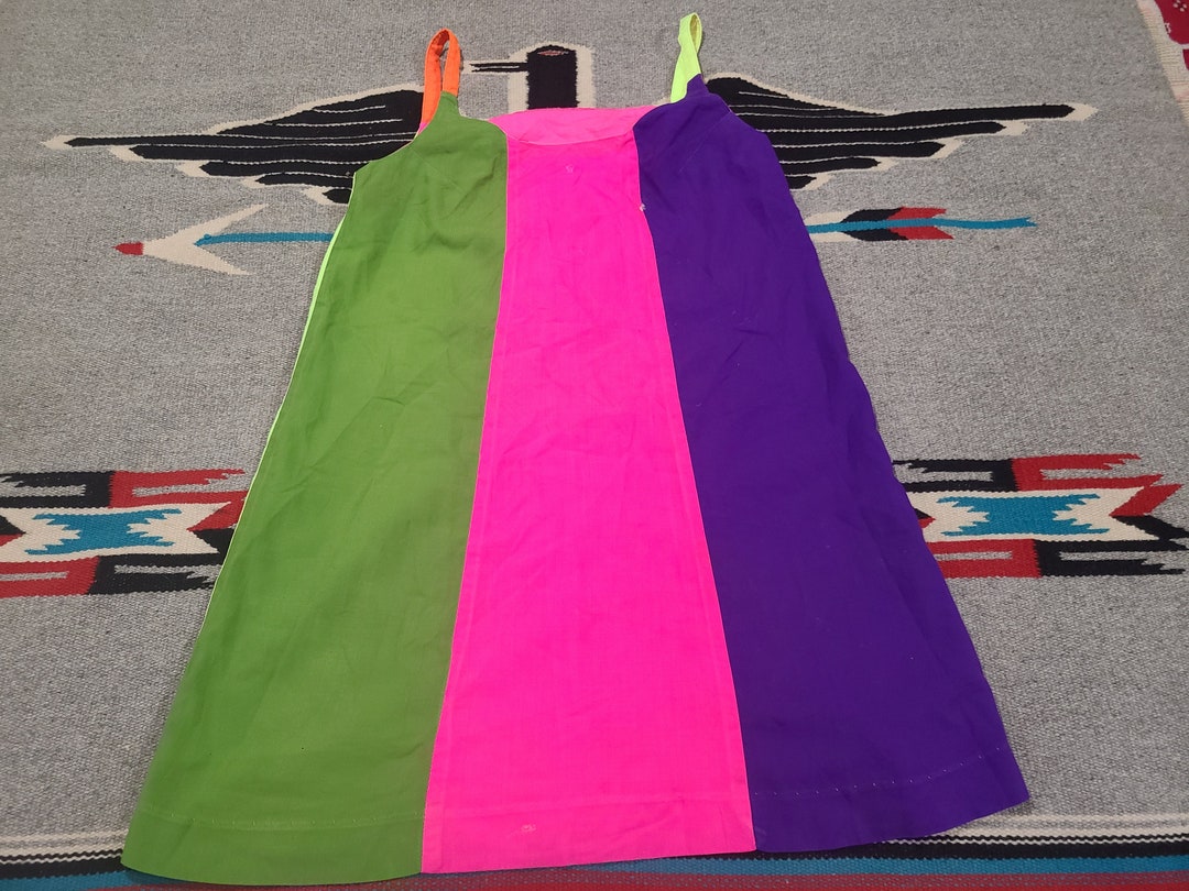 Rare Vintage 1960s Lizzy Silk Color Block Neon Vibrant Gogo Mod Powers ...