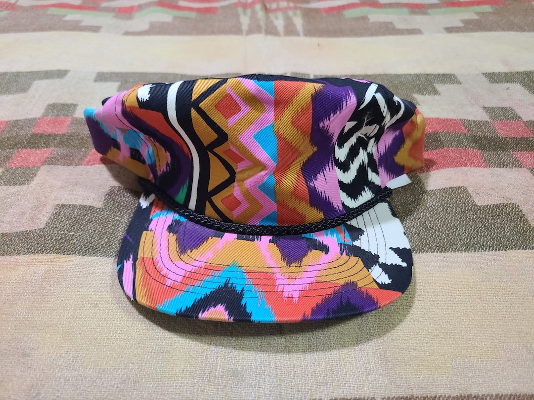 NOS Vintage 1980s 90s Aztec Neon Fresh Prince Snap Back DS Geometric ...
