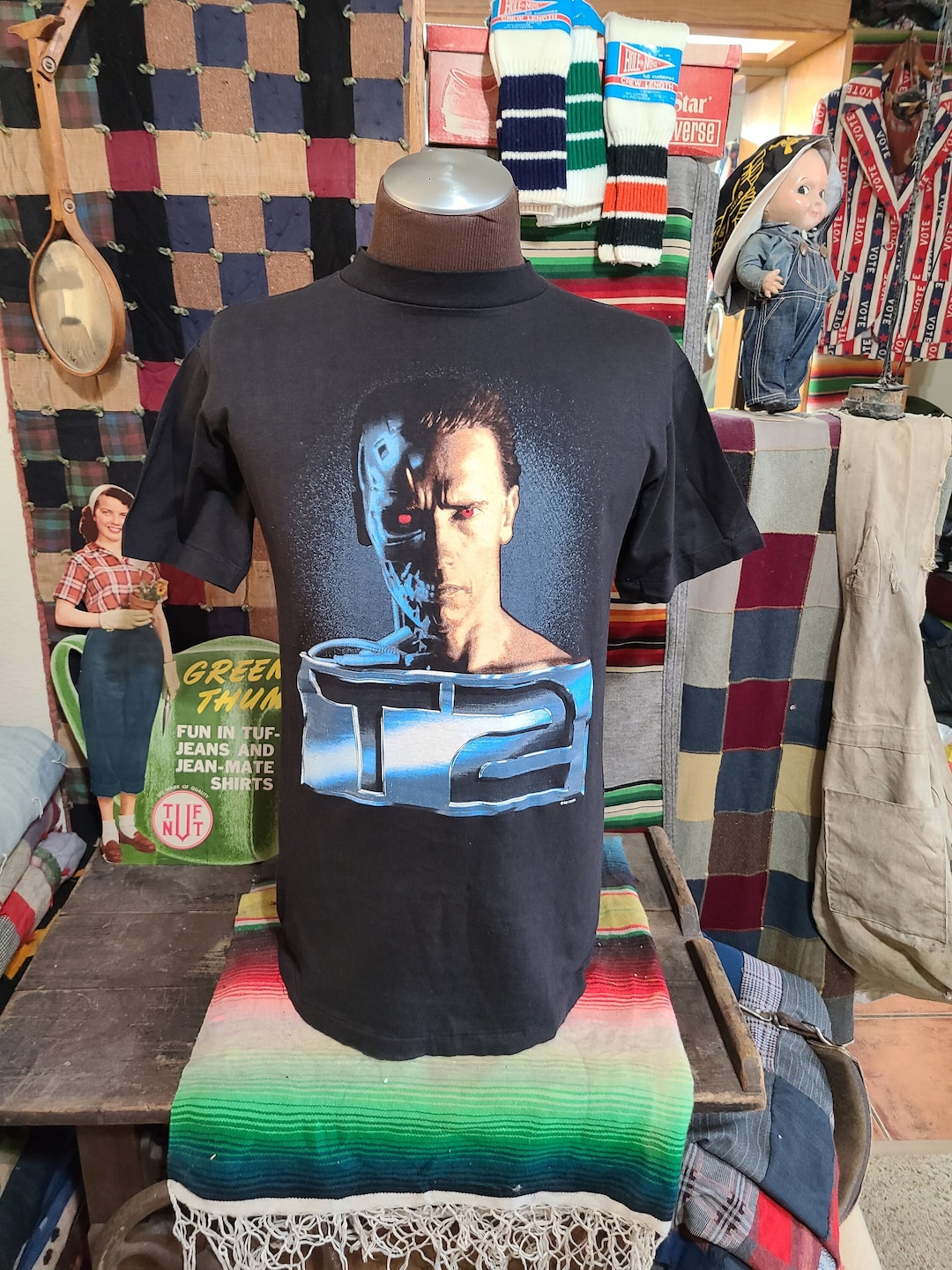 NOS Vintage 1991 Terminator 2 Judgement Day Movie Promo Single Stitch 2 ...