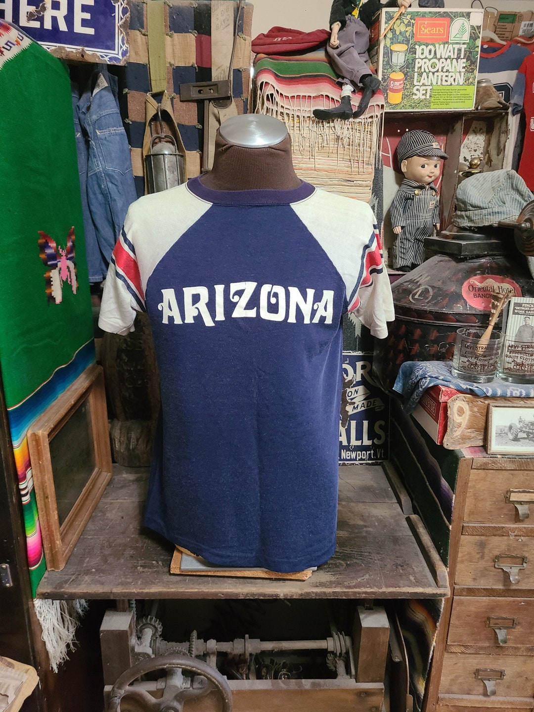Vintage 1970s Champion Blue Bar Arizona University 2 Tone Dureen Raglan ...