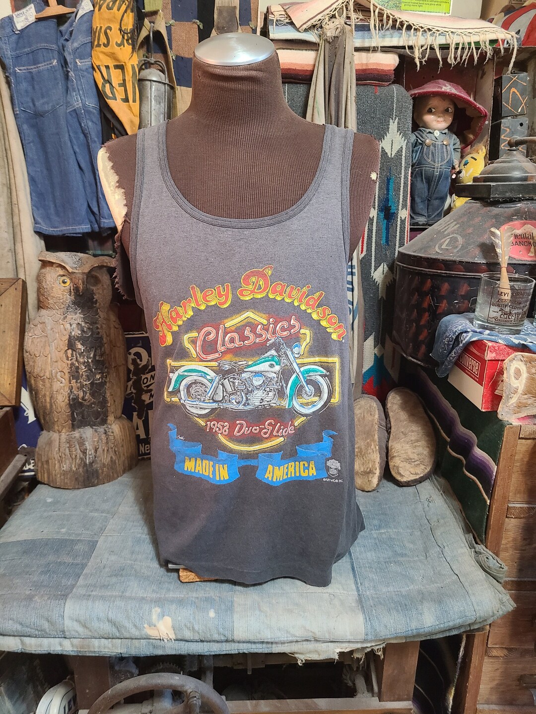 Vintage 1988 Harley Davidson Motorcycle Made in America Soft Paper Thin 80s MC Biker Cycle ...