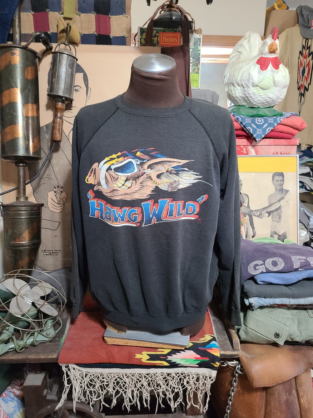 Vintage 1989 Hawg Wild Harley Davidson Motorcycles Pig 80s MC Biker ...