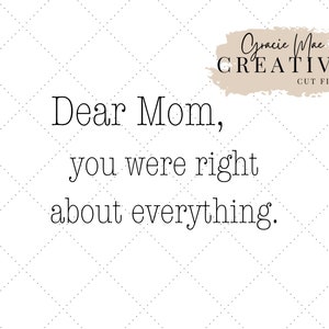 Dear Mom SVG PNG Digital Download Mothers Day Cut File - Etsy