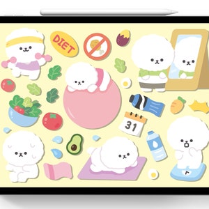 Cute Puppy Daily Digital Stickers Goodnotes Stickers Study - Etsy