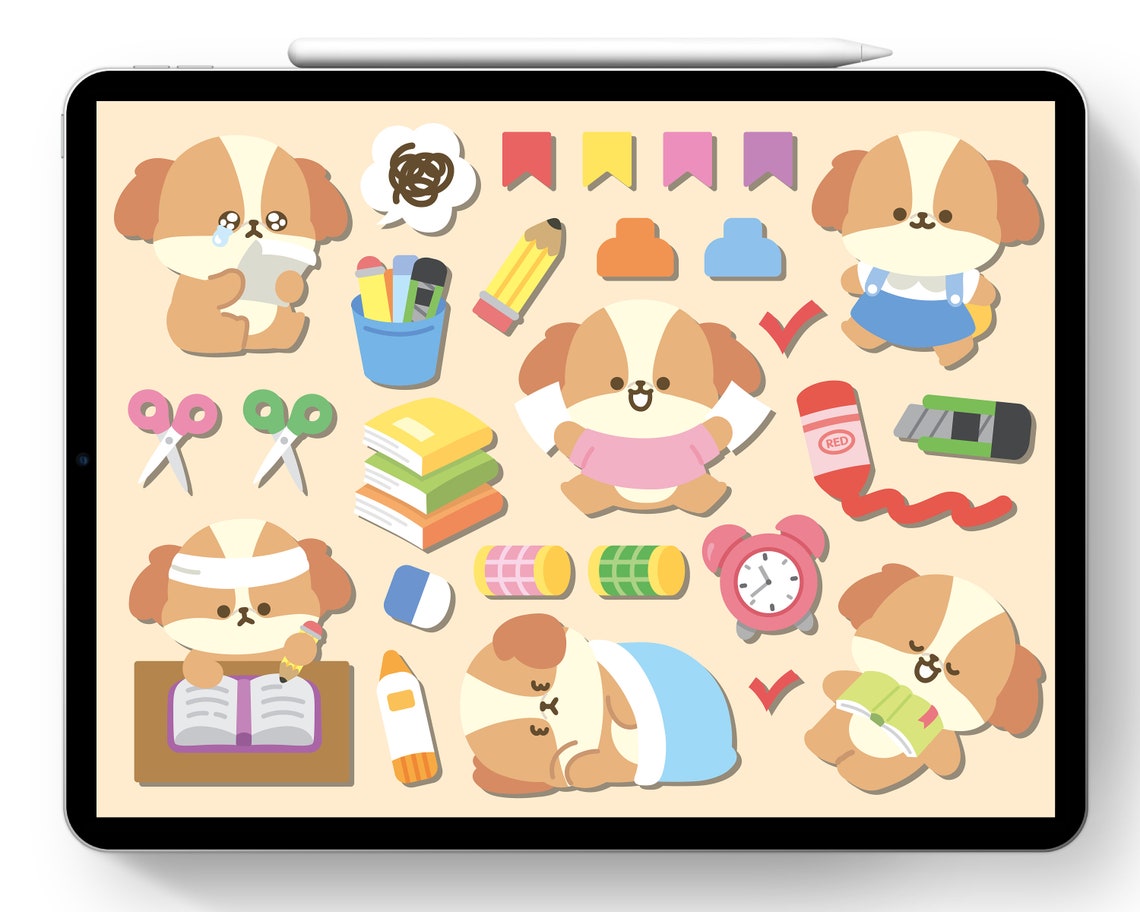 Cute Puppy Daily Digital Stickers Goodnotes Stickers Study - Etsy
