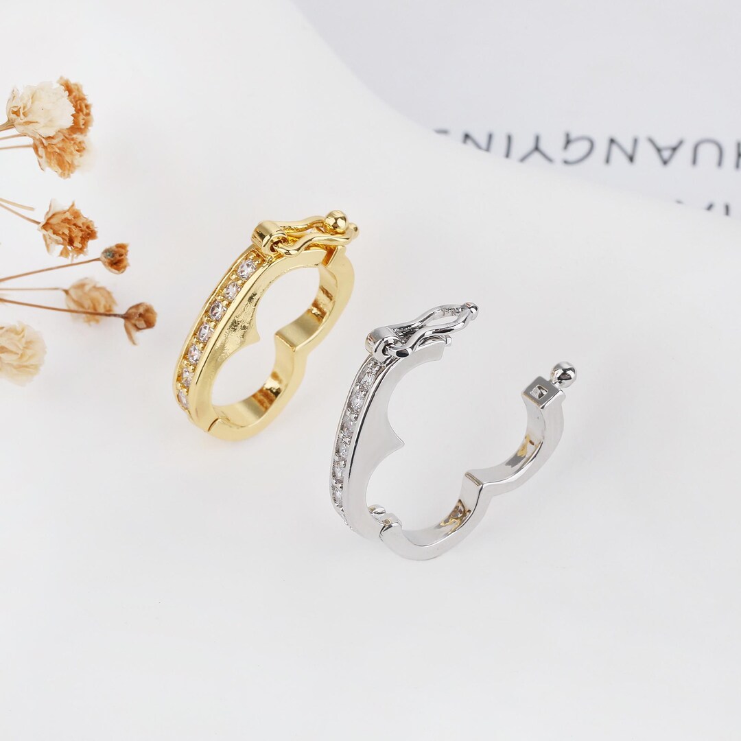 18k Gold Shortener Enhancer Clasp for Bracelet Necklace, Gold CZ Zircon ...