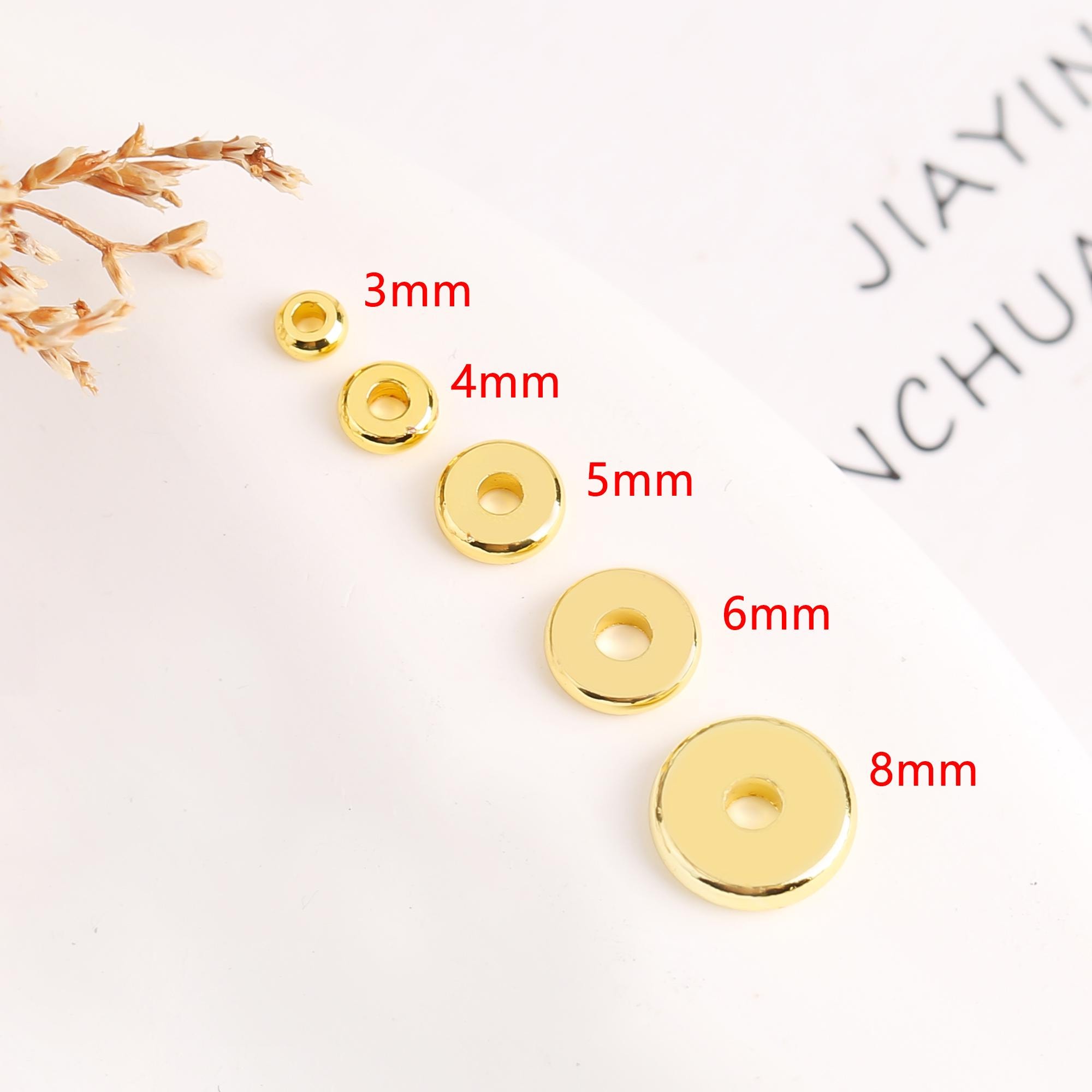 100pcs 18K Gold Tiny Flat Round Spacer Beads,bracelet Beads,disc Spacer ...
