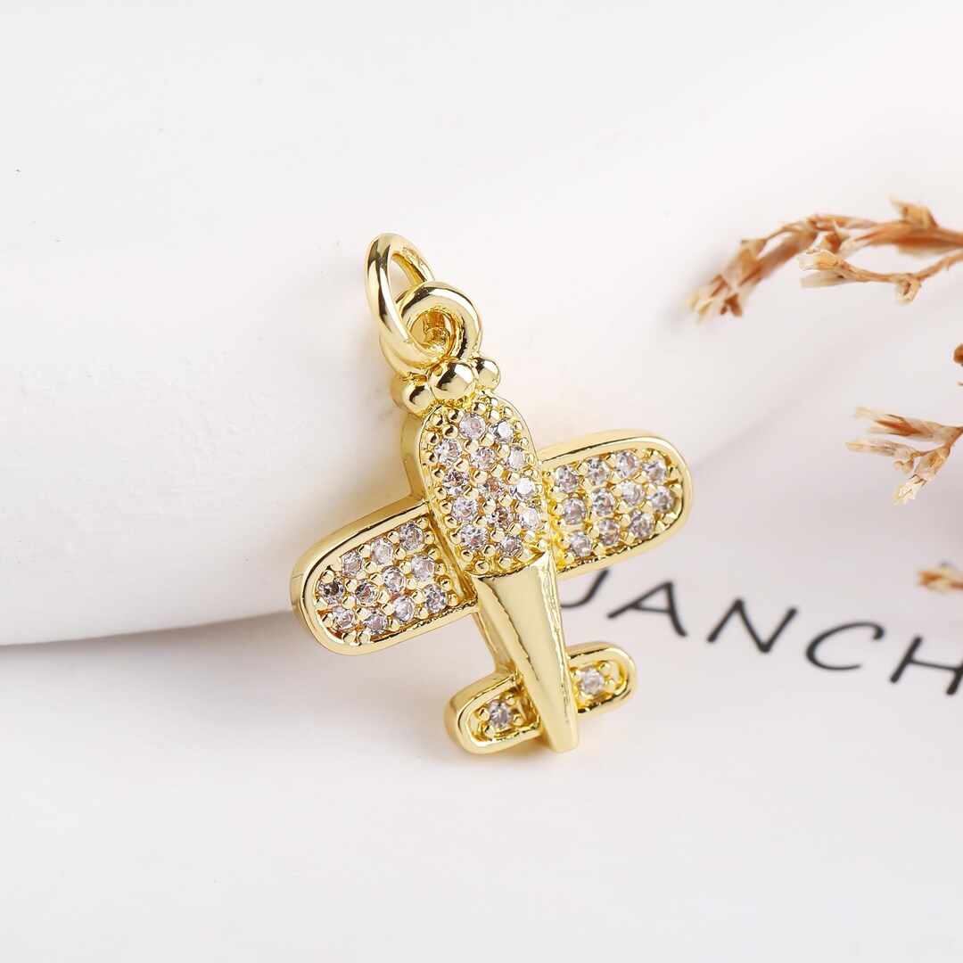 Simulation Gold Diamond Aircraft Pendant Pendant Diy Hand Beaded ...