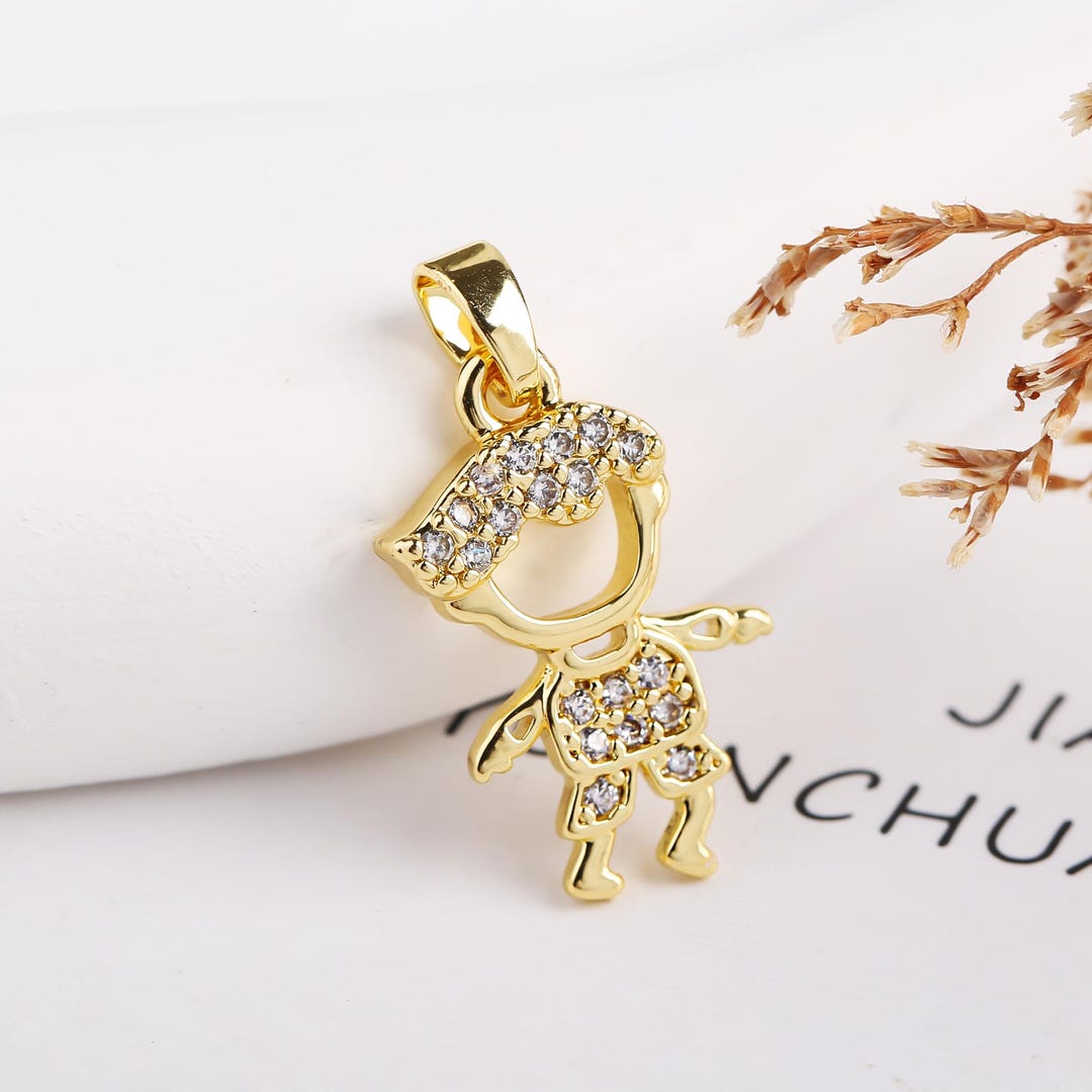Imitation Gold Micro-inset Zircon Boy Pendant Pendant Diy Hand Beaded ...