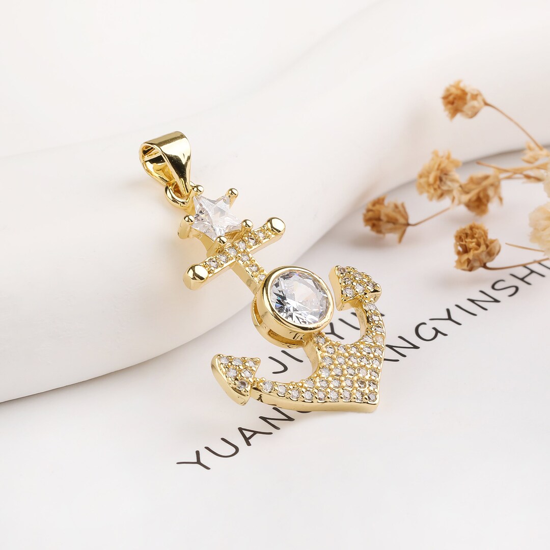 18K Gold Filled Diamond-encrusted Shell Fish Pattern Pendant DIY ...