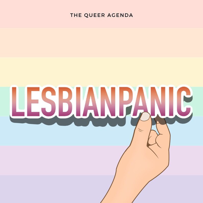 Lesbian Panic Sticker Lgbtqia Plus Lgbt Cute Rainbow Etsy Uk