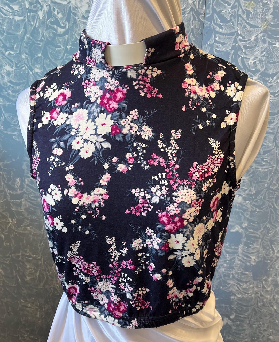 Floral Navy Stretch Clergy Dickie Top: Soft Cotton Spandex Vestment - Etsy