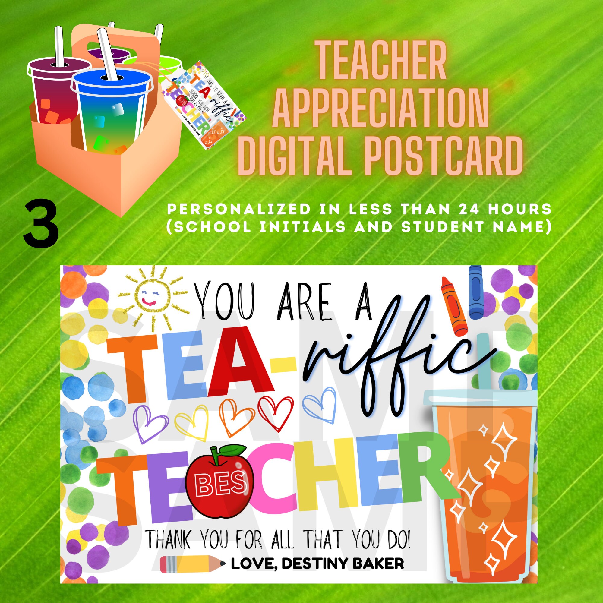You Are a Tea-riffic TEACHER APPRECIATION Loaded Tea DIGITAL Download ...