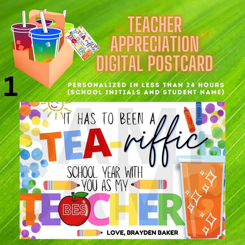 You Are a Tea-riffic TEACHER APPRECIATION Loaded Tea DIGITAL Download ...